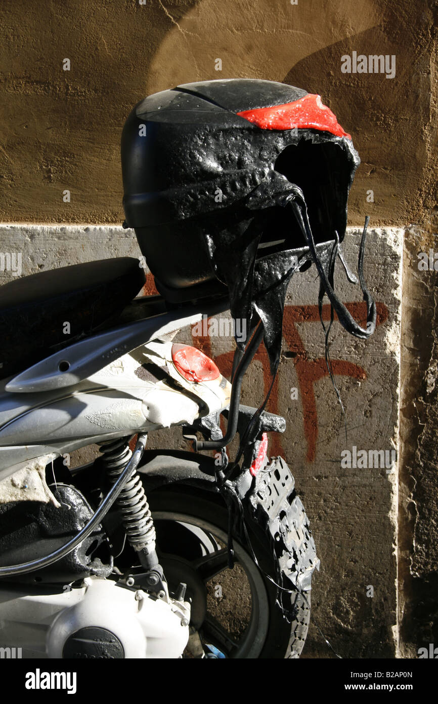 fire destroyed scooter motorbike in arson attack Stock Photo - Alamy