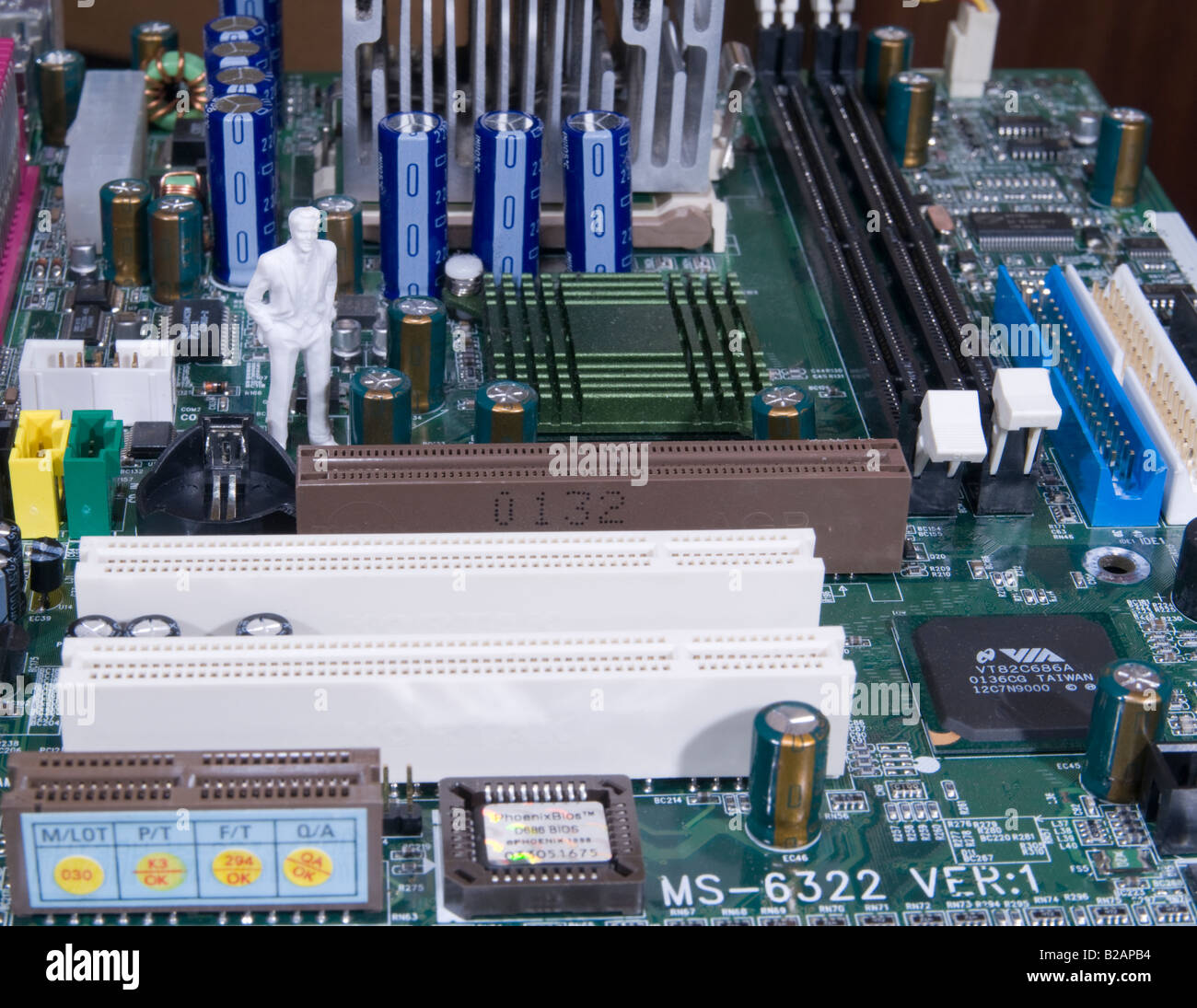 Plastic figure stood on a computer circuit board Stock Photo - Alamy