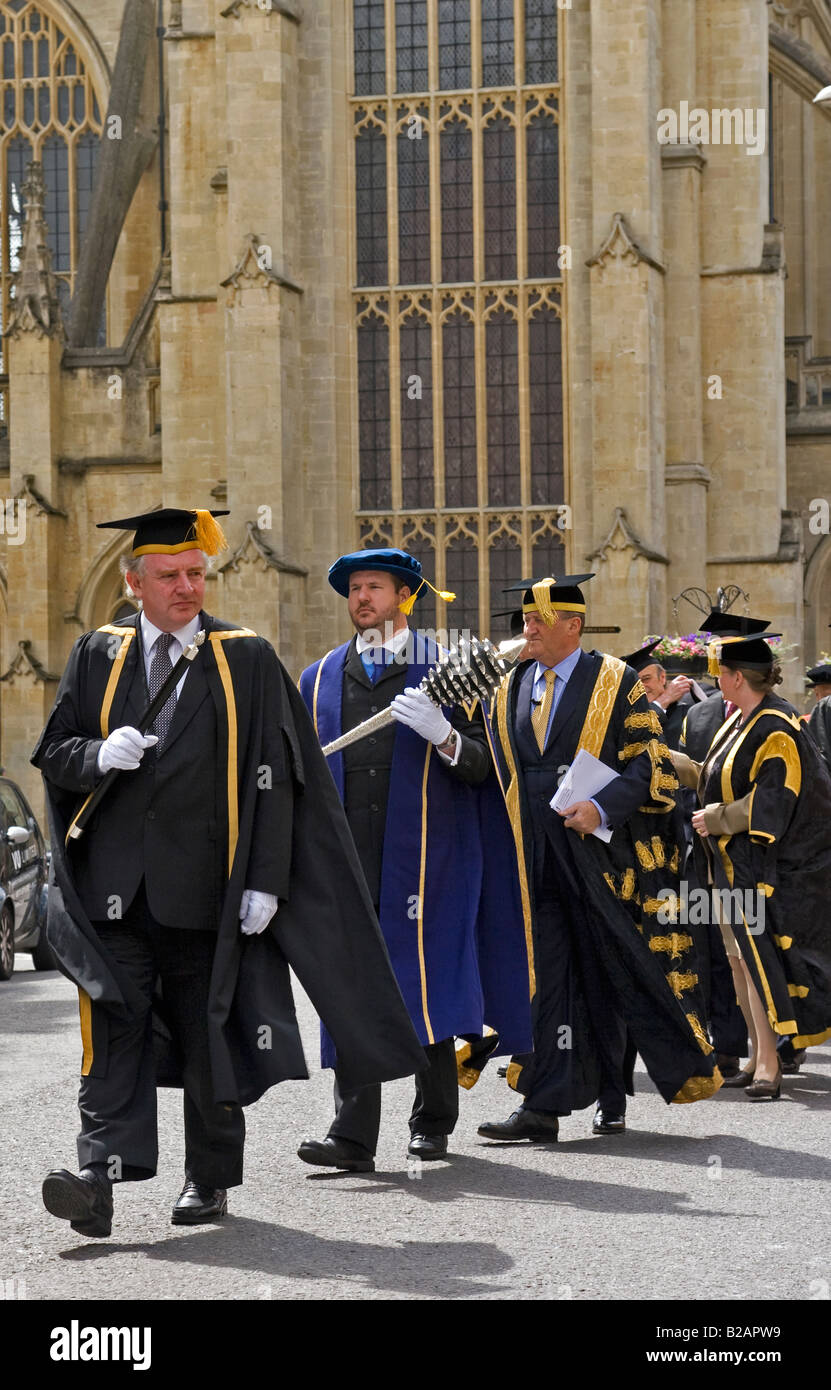 Academics and officials march during Bath University graduation ...