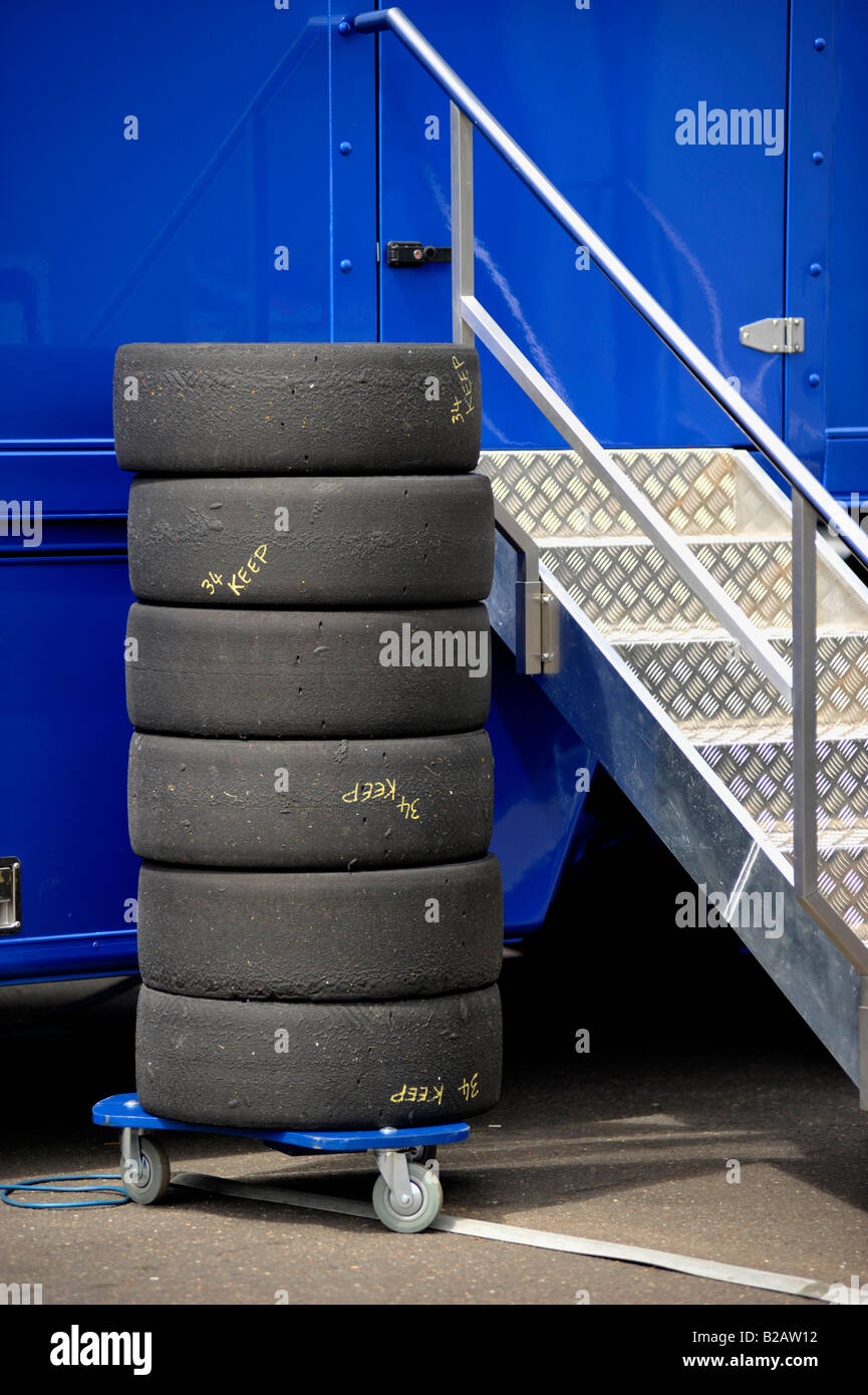 Pile Of Part Worn Touring Car Raceing Tyres Stock Photo Alamy