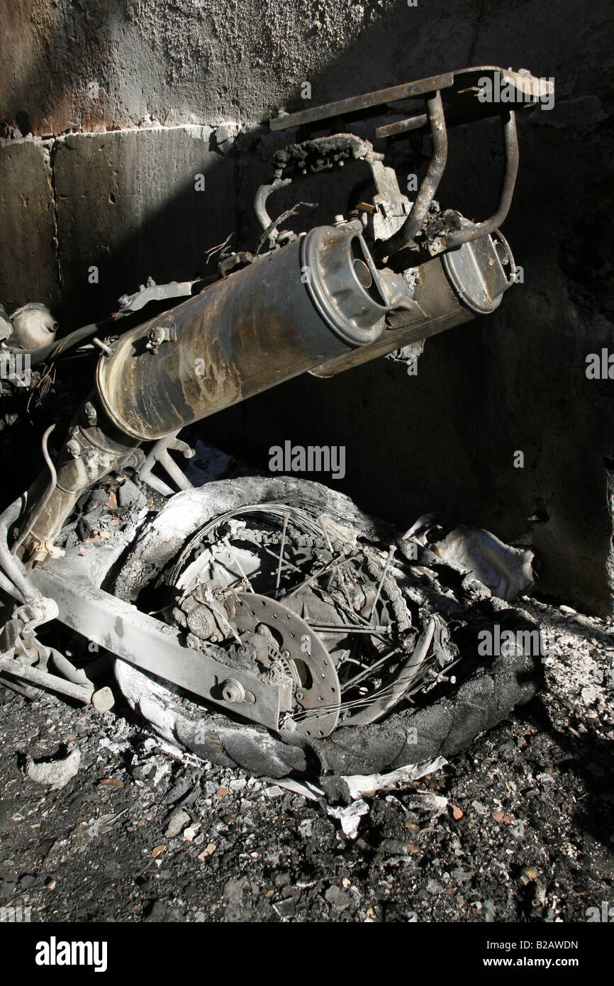 fire destroyed scooter motorbike in arson attack Stock Photo - Alamy