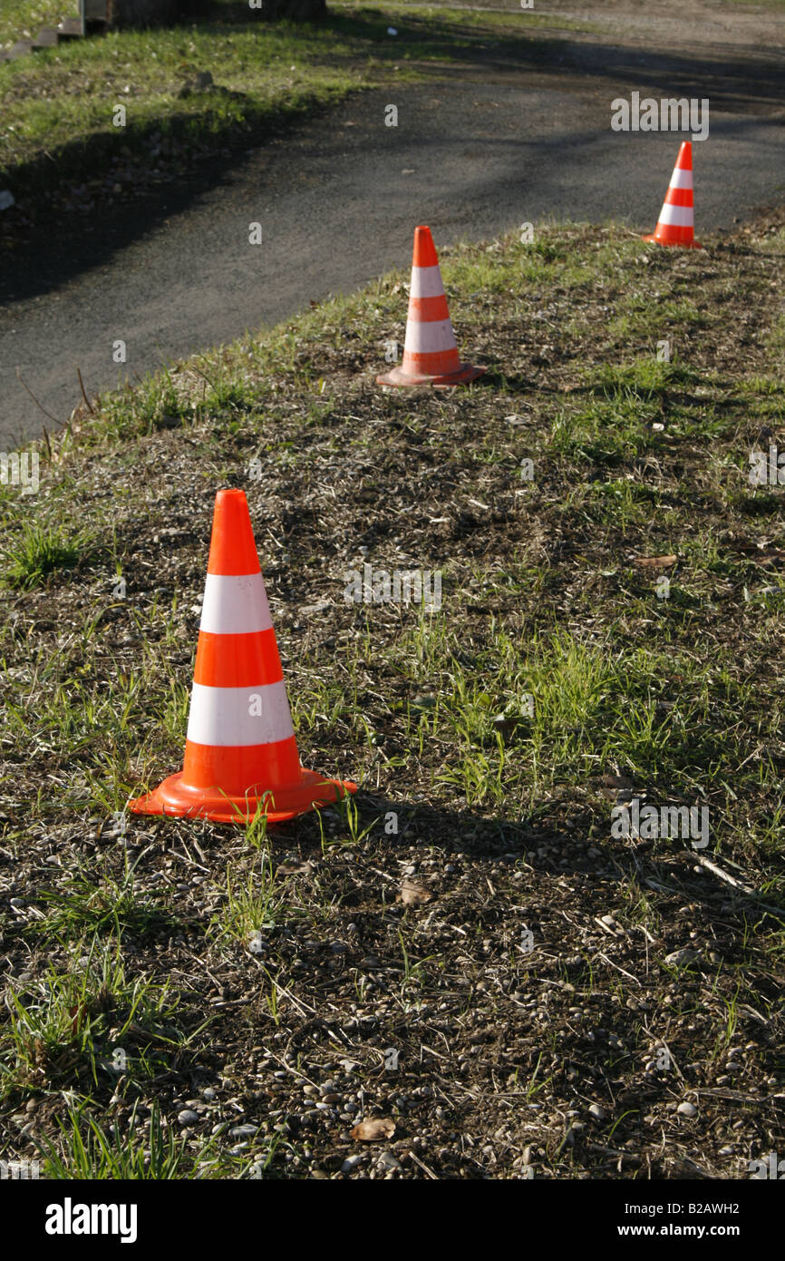 Traffic cones in line outdoors hi-res stock photography and images - Alamy