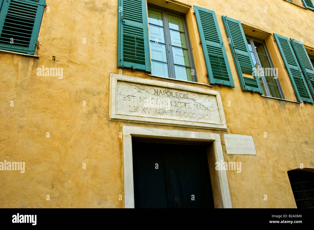 The facade above the town house where Napolean Bonaparte was born ...