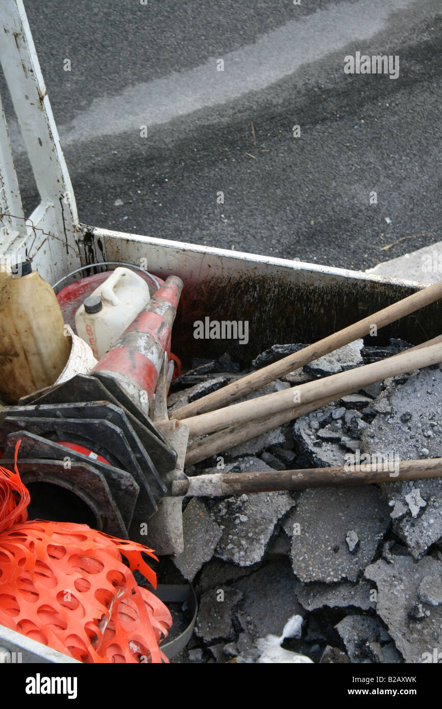 rubble in the back of a council workers truck lorry Stock Photo - Alamy