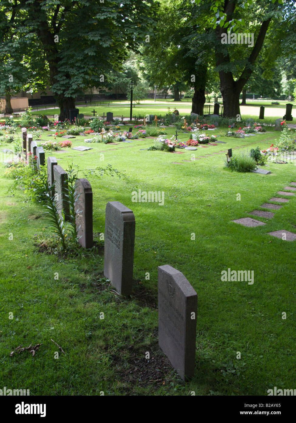A row of tombstones in a cemetery, Stockholm, Sweden Stock Photo - Alamy