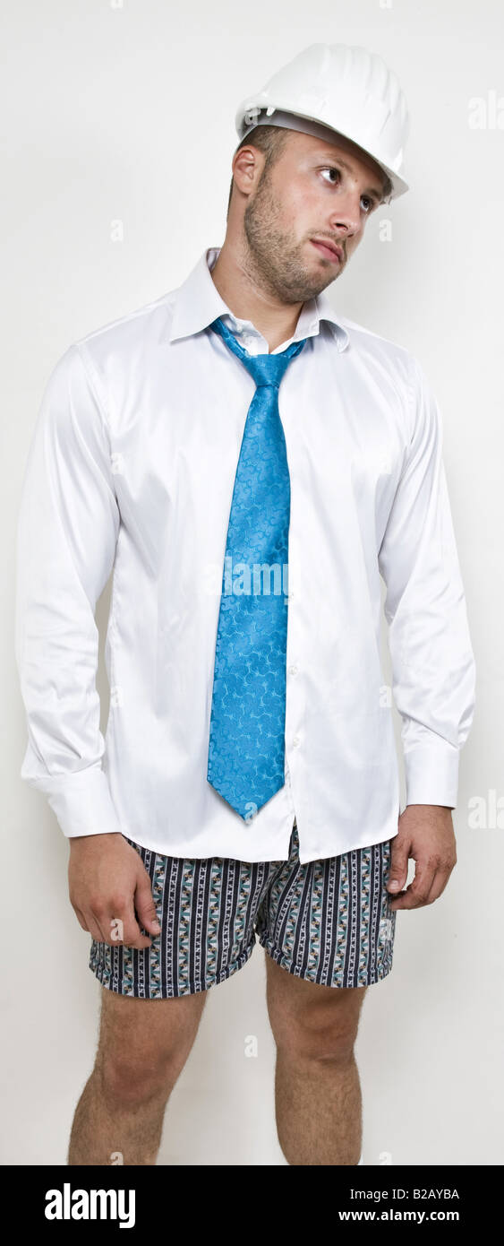 depressed engineer in standing pose Stock Photo - Alamy