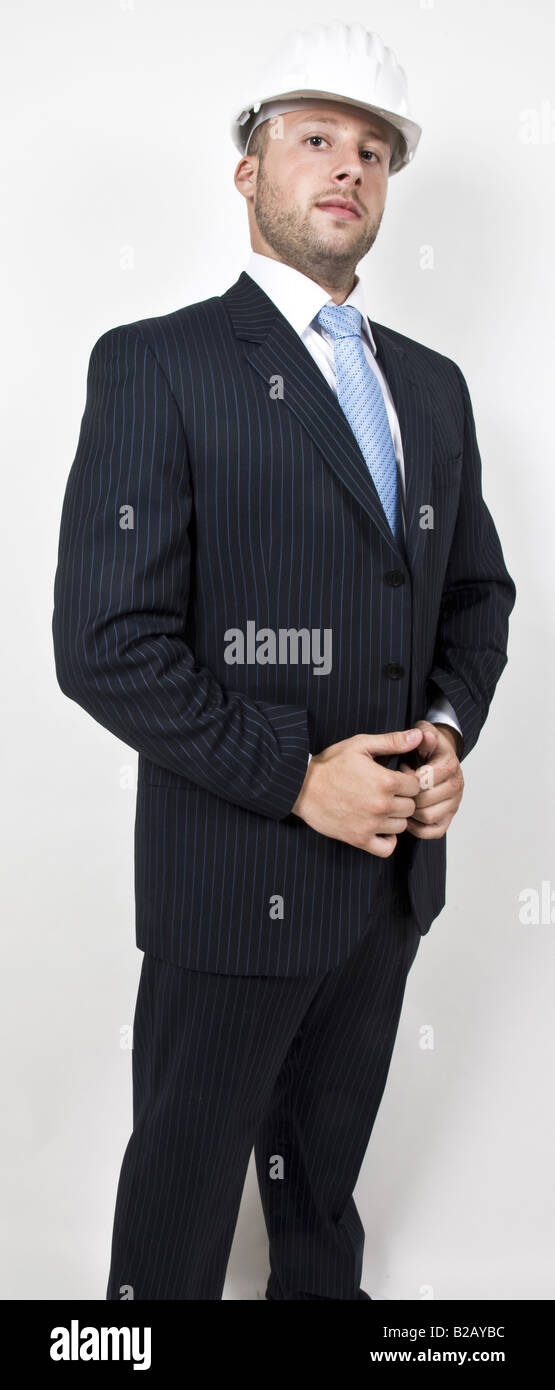 engineer in suit with hat Stock Photo - Alamy