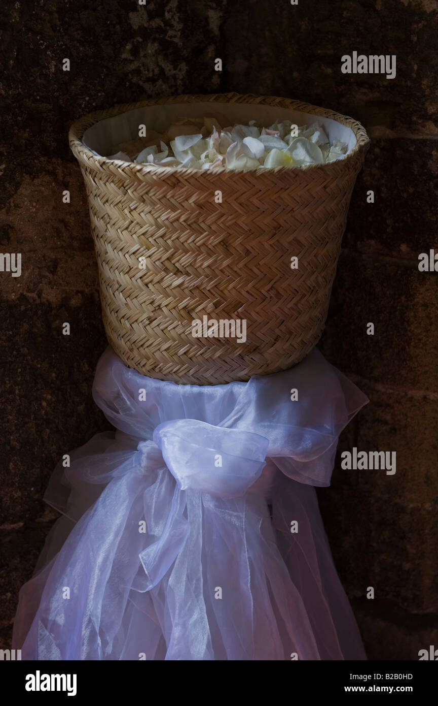 Wedding confetti in a basket Stock Photo - Alamy