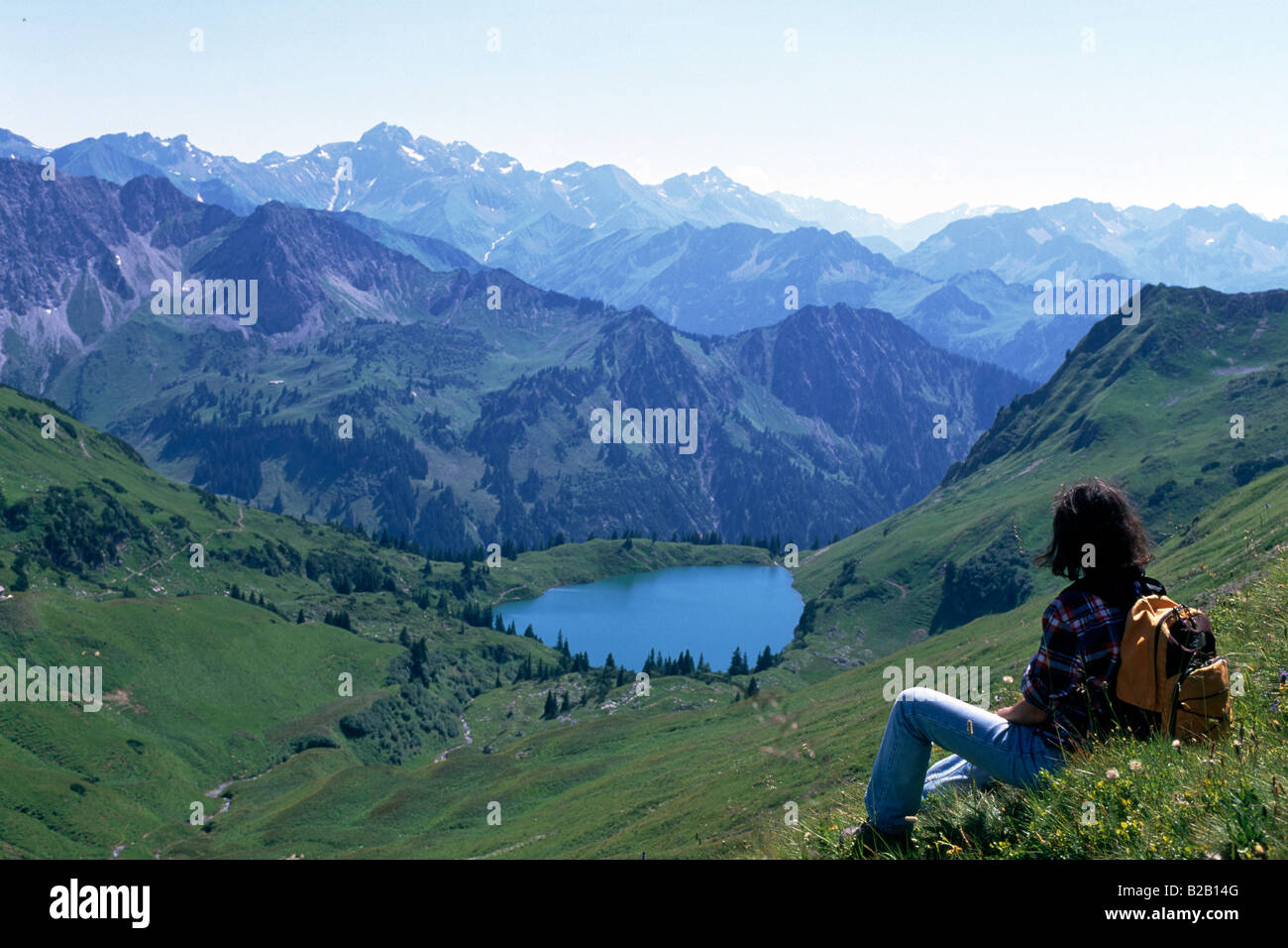 Hiking at Lake Alpsee Nebelhorn Allgaeu Bavaria Germany Stock Photo - Alamy