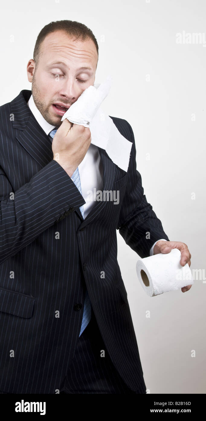 businessman with napkin on isolated background Stock Photo - Alamy