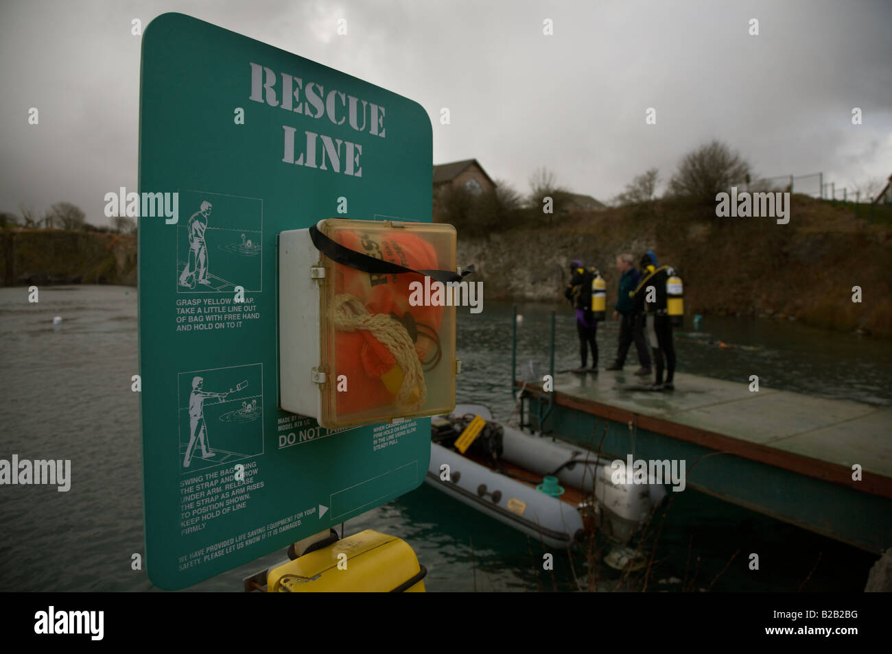 Rescue line equipment at capernwray lake used for diving with scuba ...