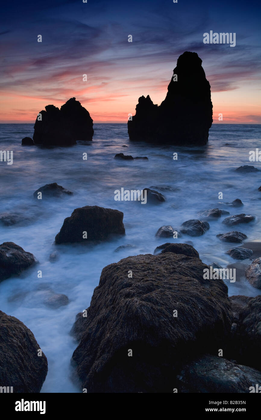 Sea Stacks at Sunset Stock Photo - Alamy