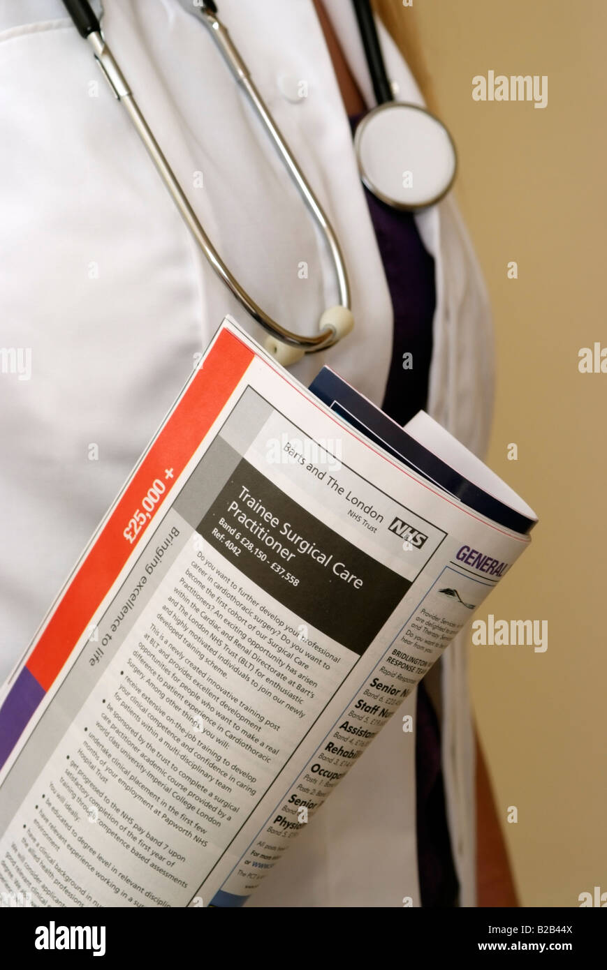 Job advert publication in uniform pocket of a member of the medical ...