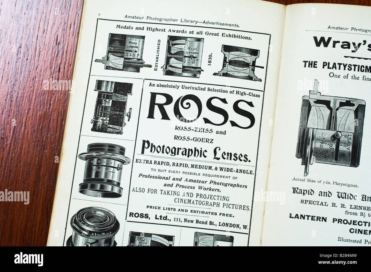 An advertisement for Ross photographic lenses in an old photographic ...