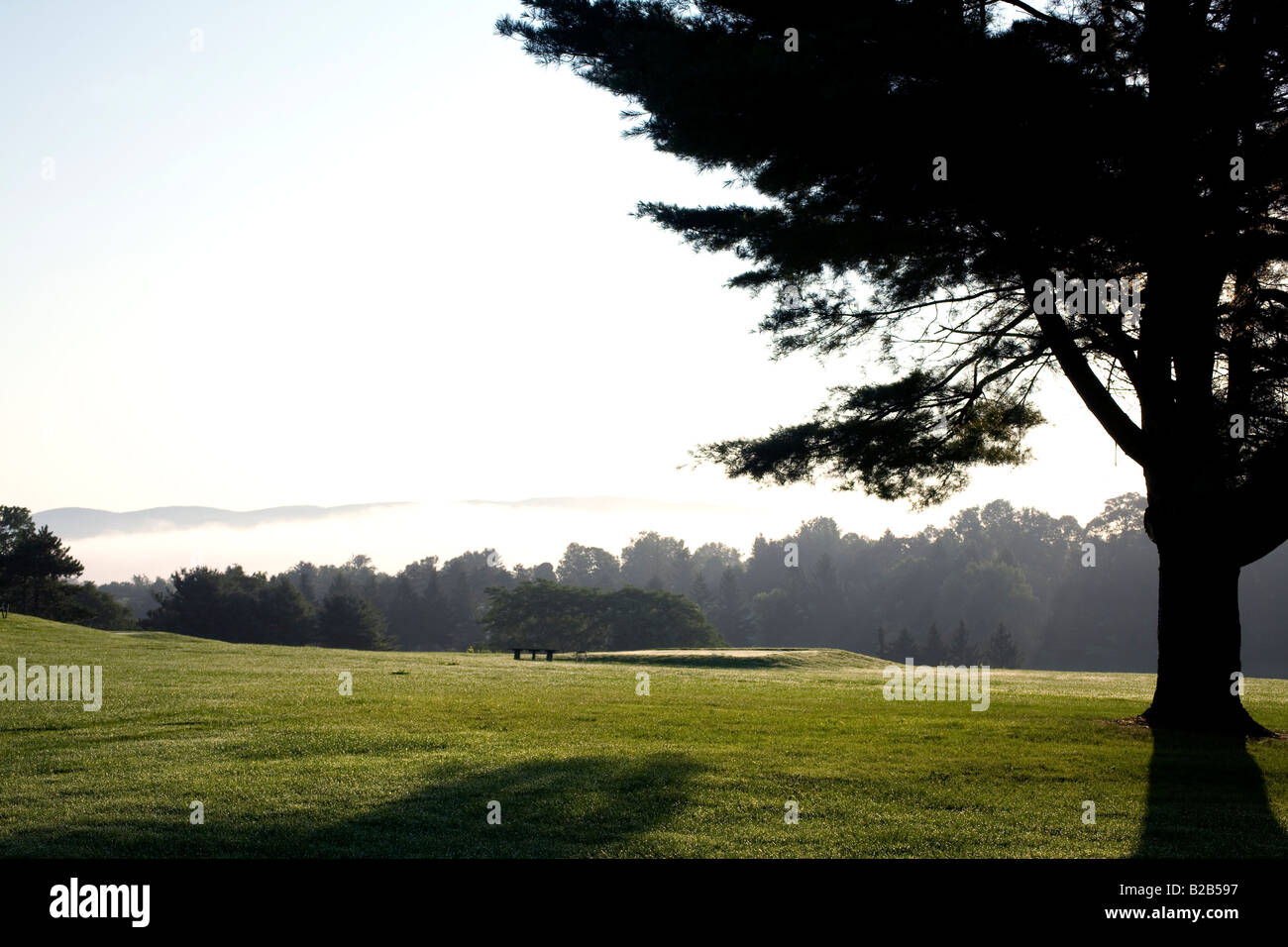 The sun burns off the morning fog on the Berkshire Country Club golf ...