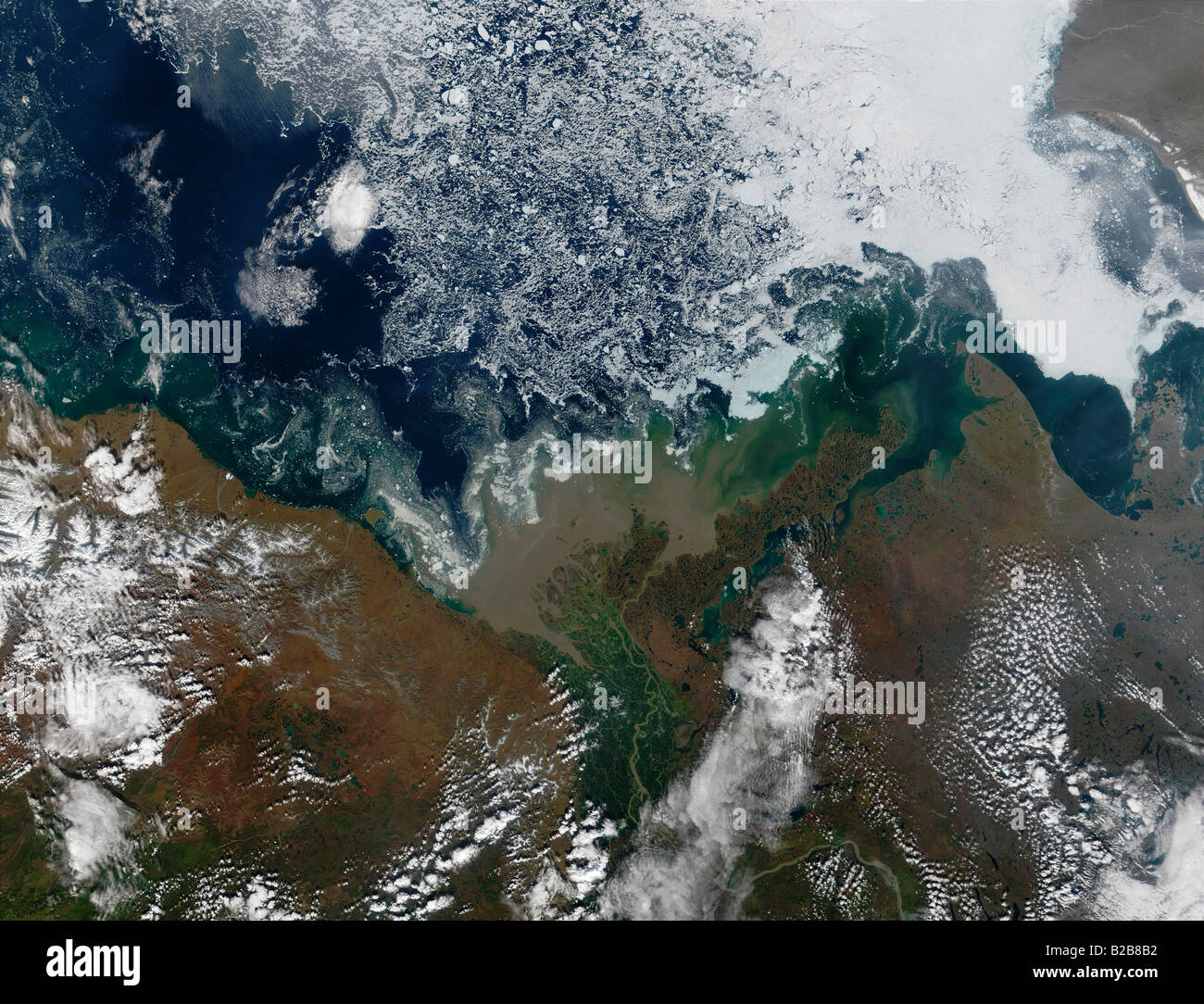 The Mackenzie River empties into Mackenzie Bay in Northern Canada Stock ...