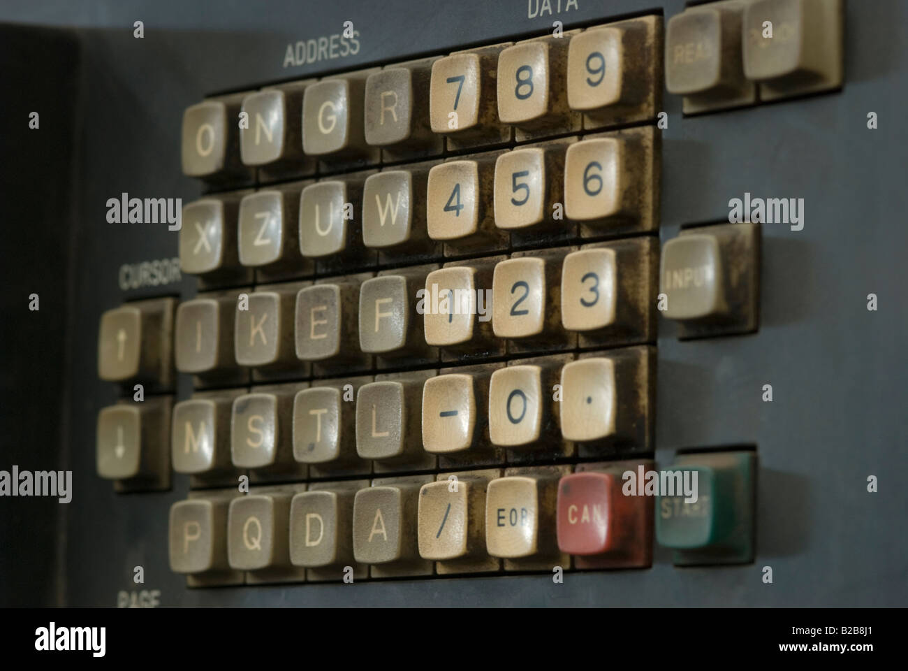Keyboard of old worn numerical control metalworking lathe Stock Photo ...