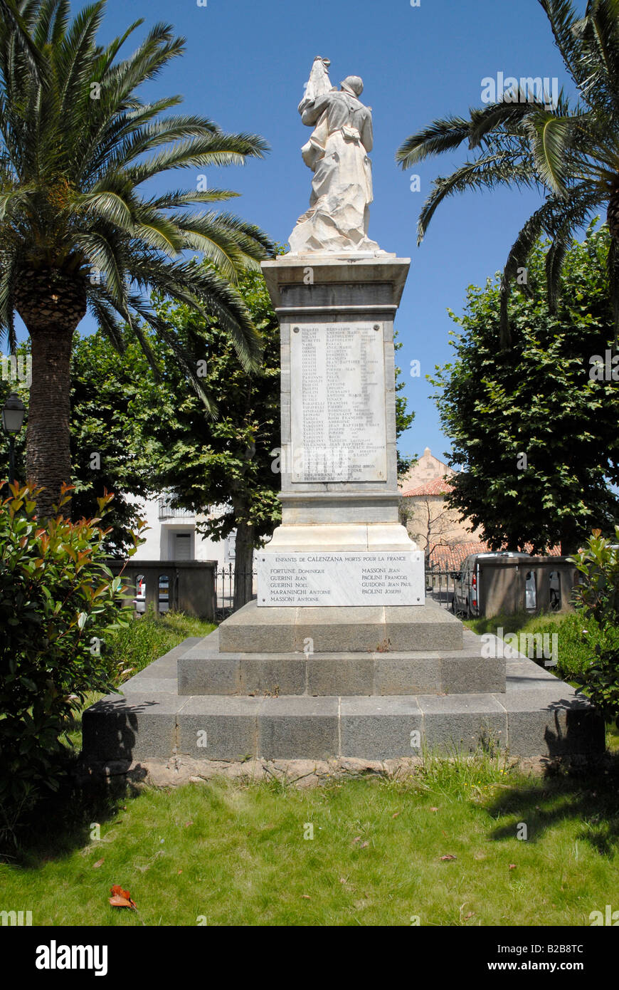 War memorial to the fallen of France from Calenzana in northern Corsica ...
