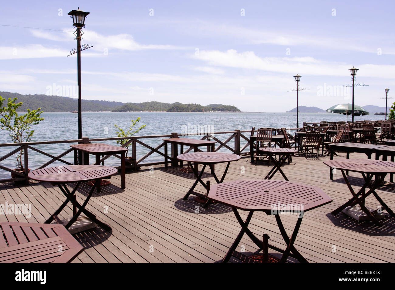 Water front restaurant at Kota Kinabalu in Sabah, Malaysia Stock Photo ...