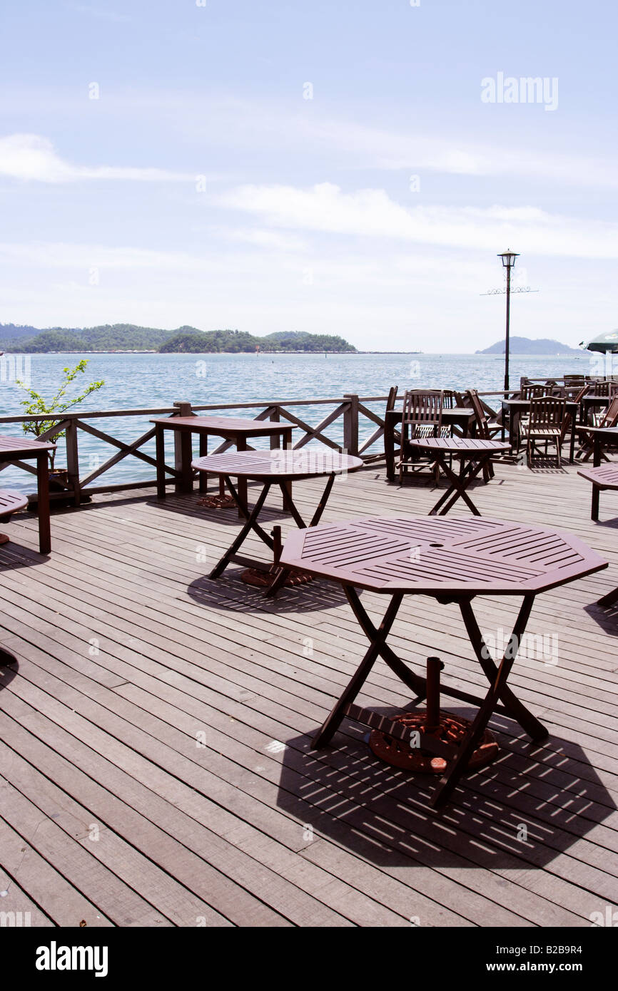 Water front restaurant at Kota Kinabalu in Sabah, Malaysia Stock Photo ...