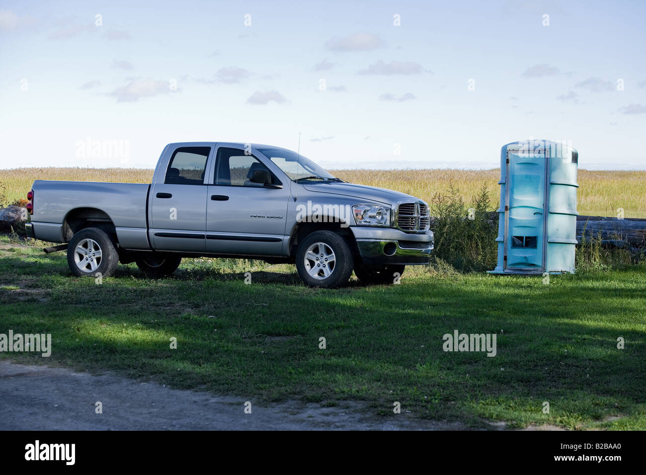 Dodge Ram parked by Porta-potty Stock Photo - Alamy