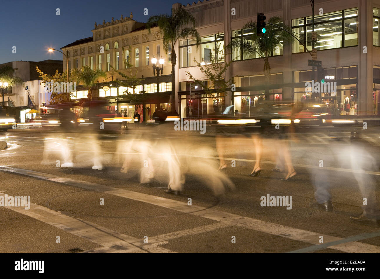 Action shot of downtown street at night Stock Photo - Alamy