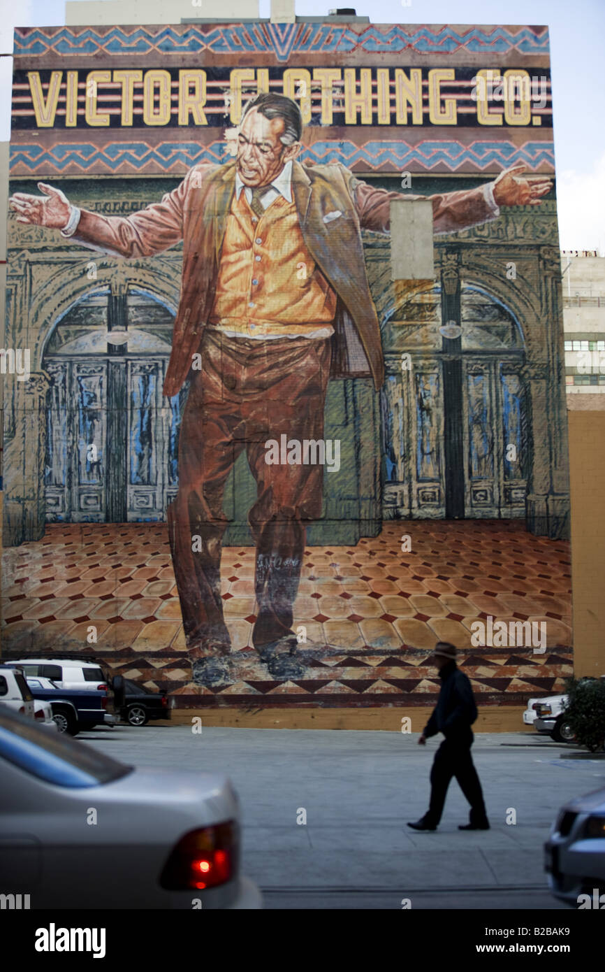 Victor Clothing co mural on downtown building wall Stock Photo - Alamy