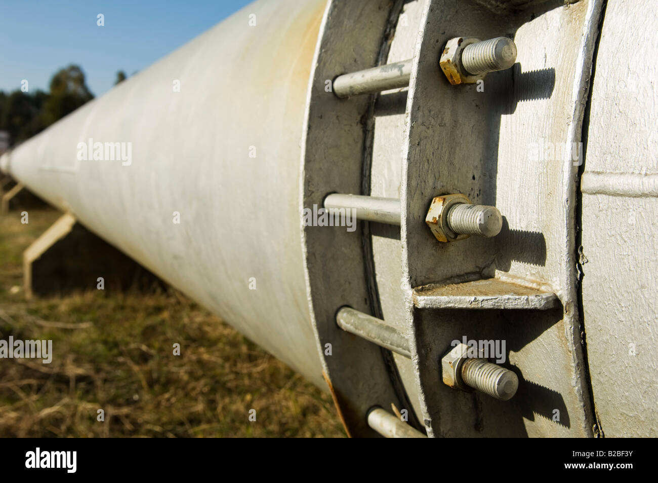 Joint in a lift pump station pipework Stock Photo - Alamy