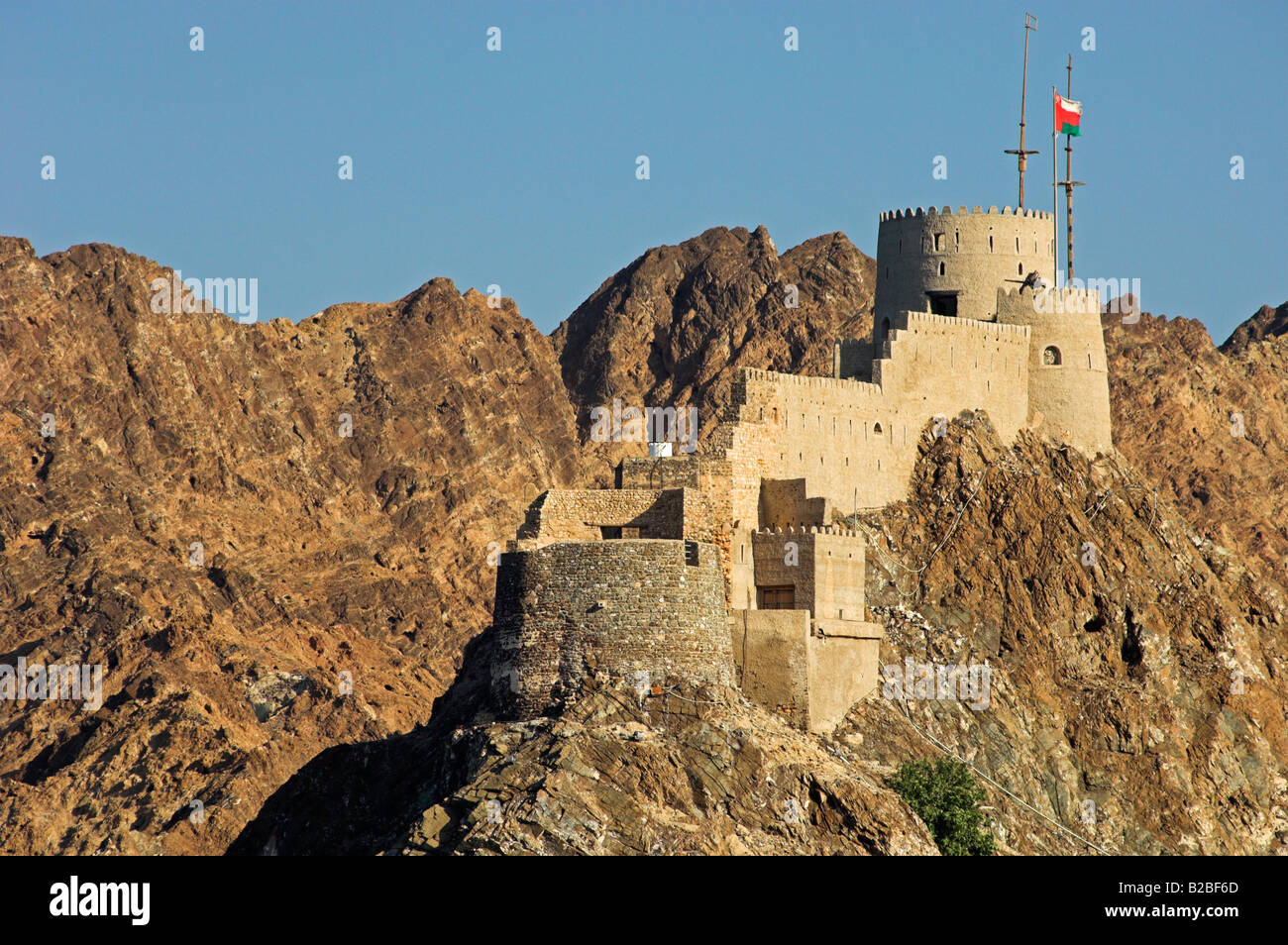Historic Mutrah Fort in old town of Muscat Oman Stock Photo - Alamy