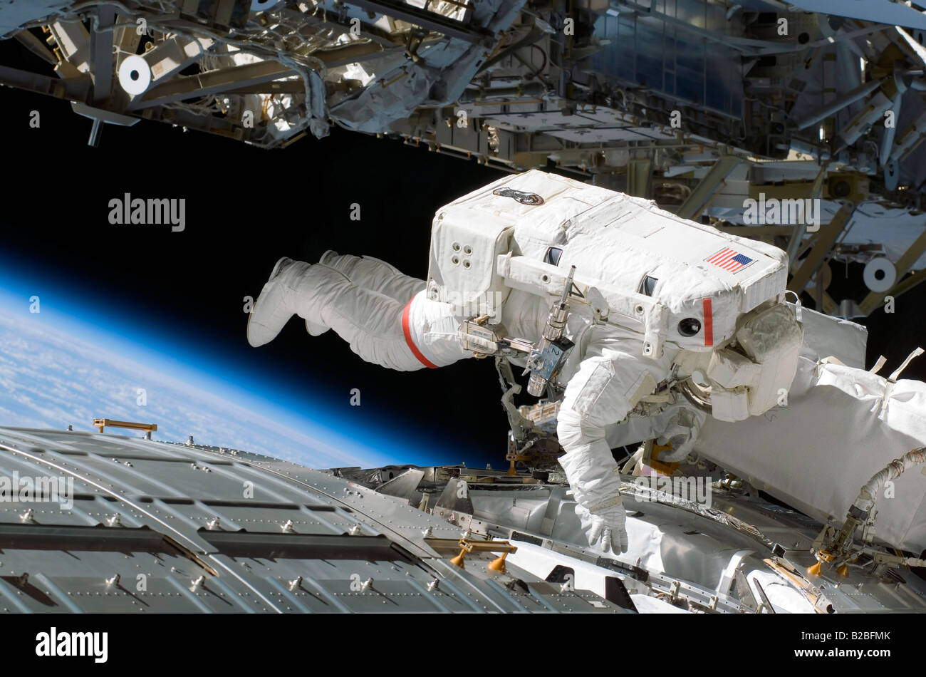Astronaut participates in extravehicular activity during STS-124 Stock ...