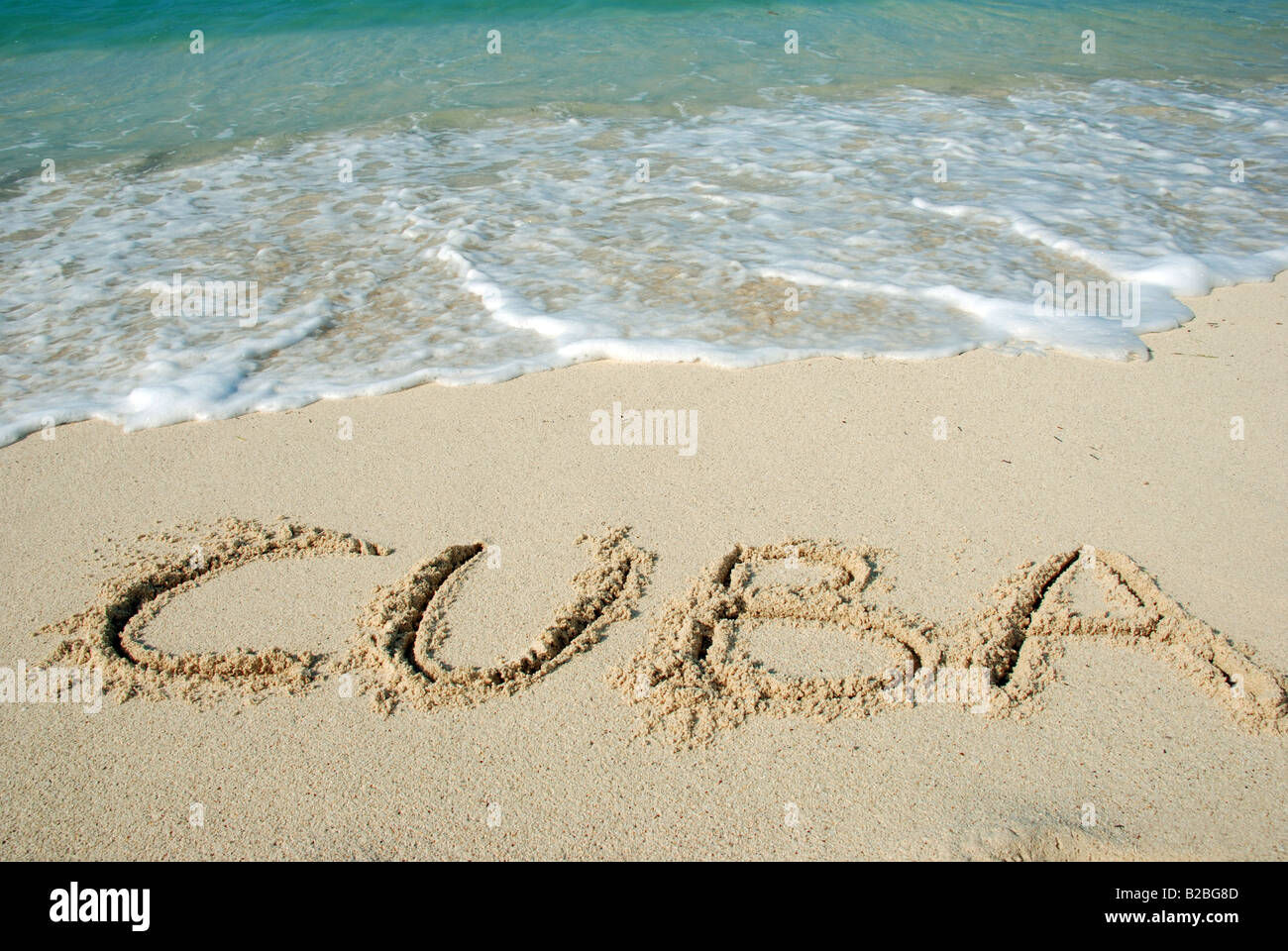 Cuba beach, letters on the sand Stock Photo - Alamy