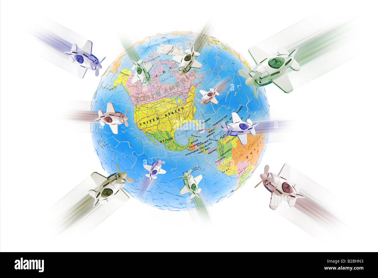 Aircrafts flying towards America on white background Stock Photo - Alamy