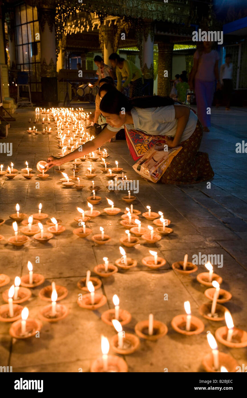 Candles at Sule Pagoda Yangon Myanmar Stock Photo - Alamy