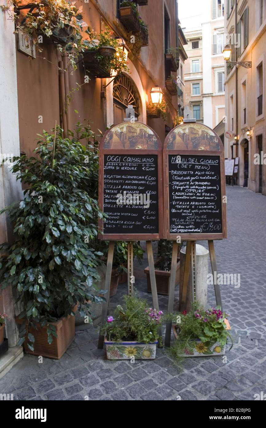 Italian restaurant menu boards Rome Italy Stock Photo - Alamy