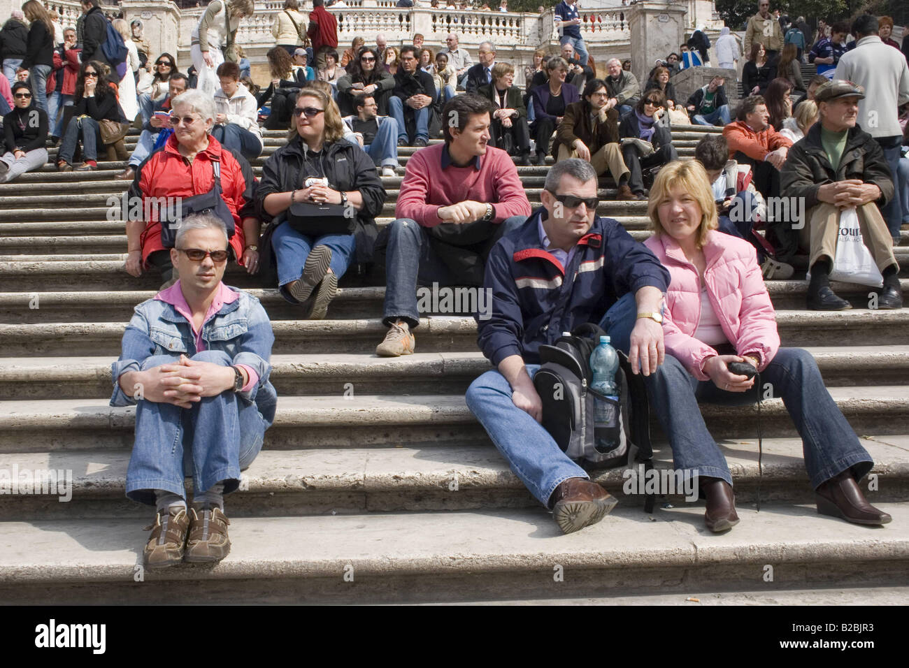 People sitting on The Spanish Steps Rome Italy Stock Photo - Alamy