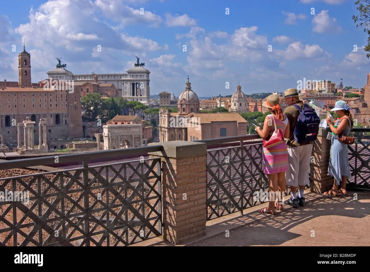 Country Italy City Rome Tourists enjoying view over the forum with the ...
