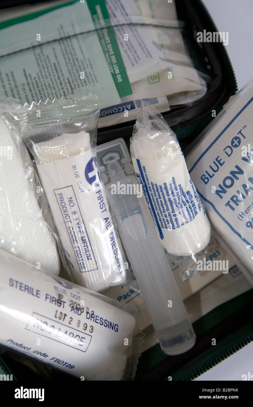 First aid kit and bandages Stock Photo - Alamy