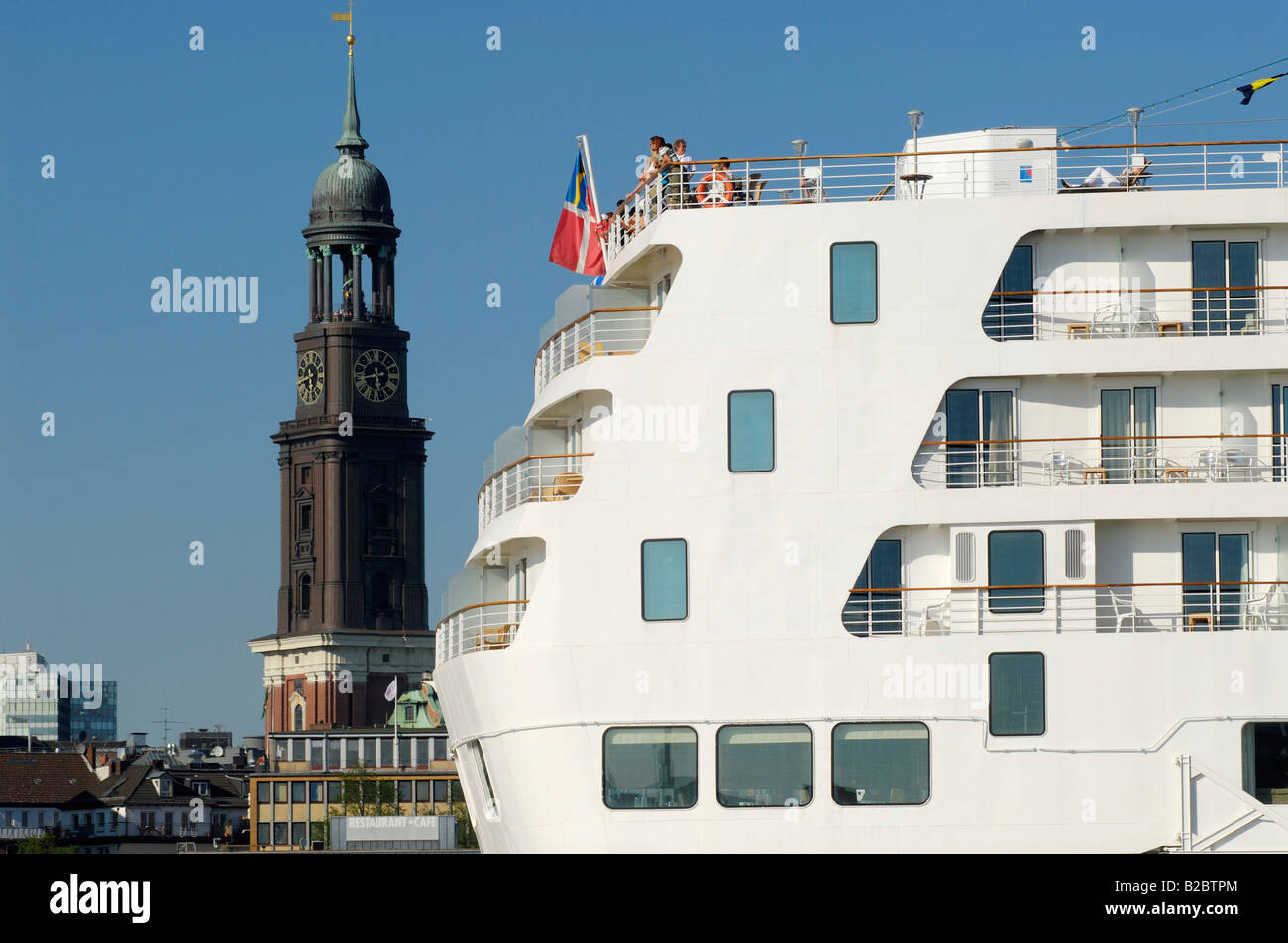 Delphin Voyager, cruise ship, in the harbour of Hamburg, Germany ...