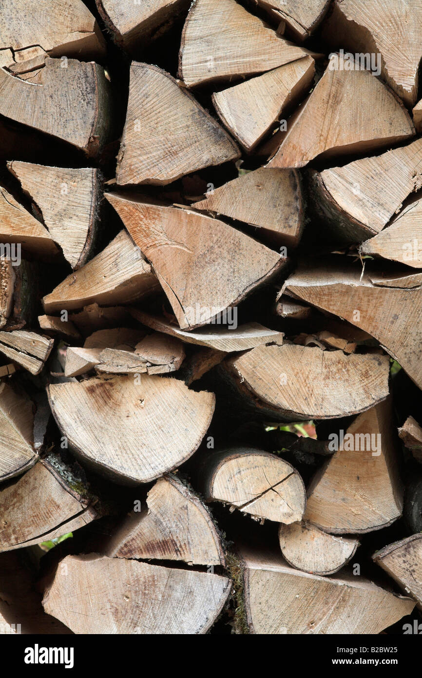 Split tree stumps in a pile, Eyachtal, Northern Black Forest, Baden ...