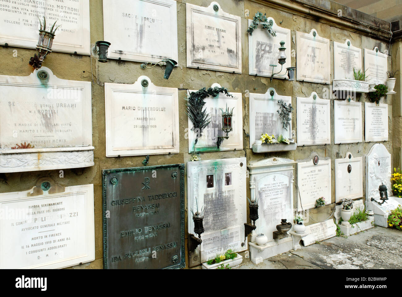 Typical Italian graveyard, San Miniato al Monte, Florence, Tuscany ...