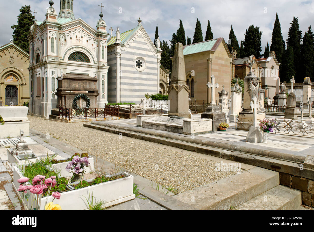 Typical Italian graveyard, San Miniato al Monte, Florence, Tuscany ...