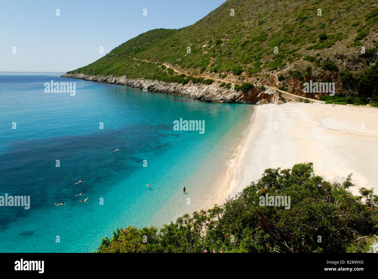 Ionian Sea, coast near Dhermi, Albanian Riviera, Albania, Europe Stock ...