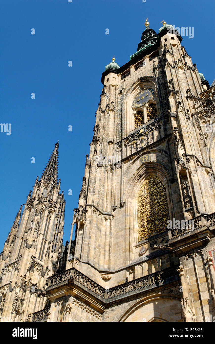Facade and tower of St. Vitus Cathedral, Prague Castle, Hradcany ...