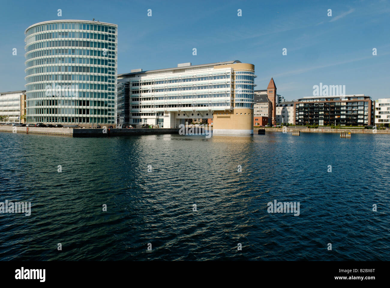 Modern office buildings at the docks at Sondrefrihavn, Copenhagen ...