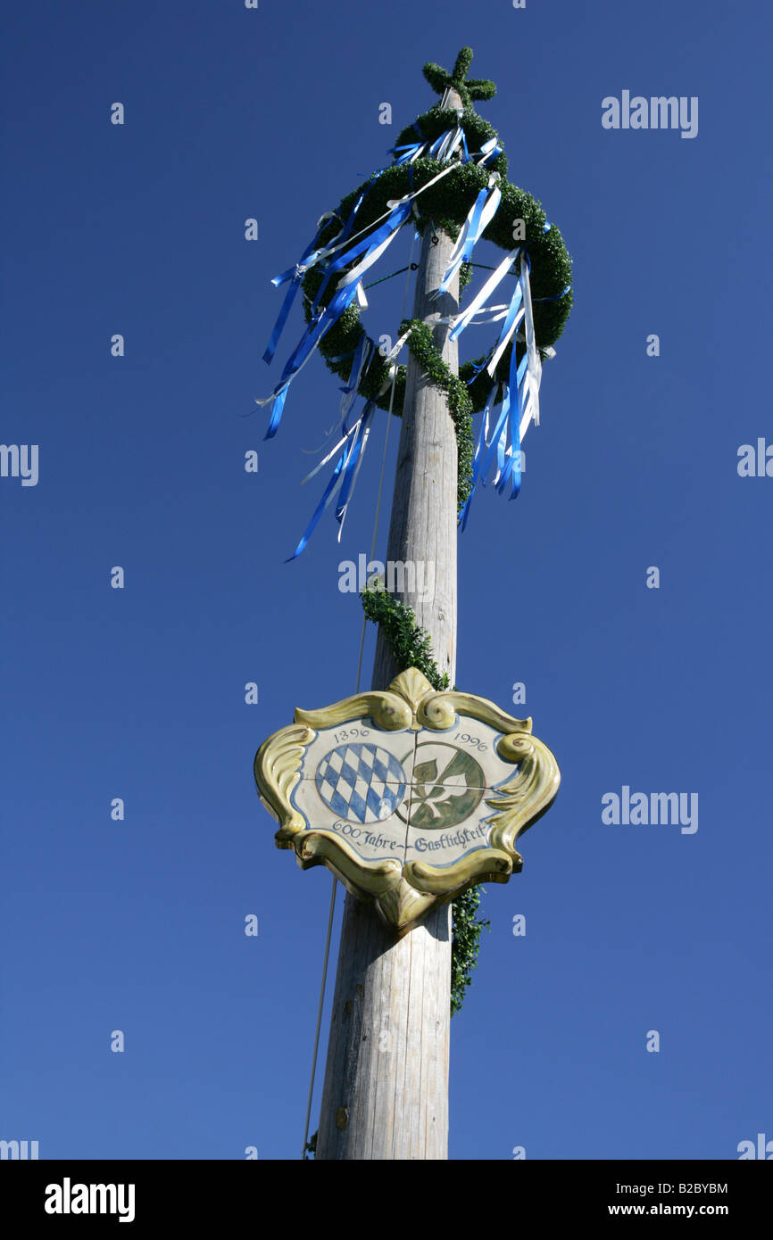 Maypole, Fraueninsel Island, Lake Chiemsee, Rosenheim district, Upper ...