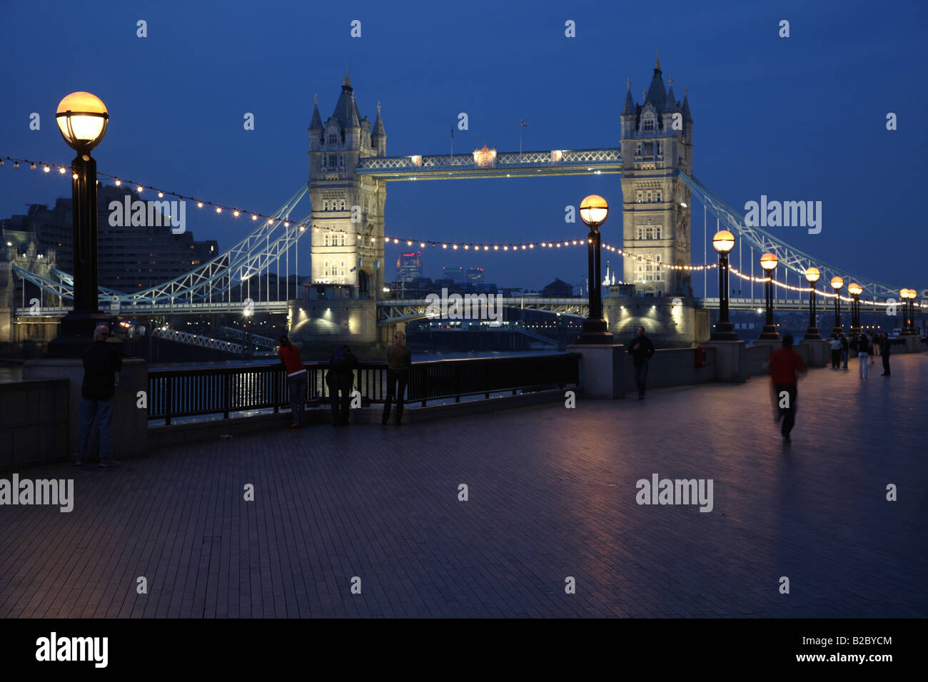 Tower Bridge, boat on the River Thames, London, England, Great Britain ...