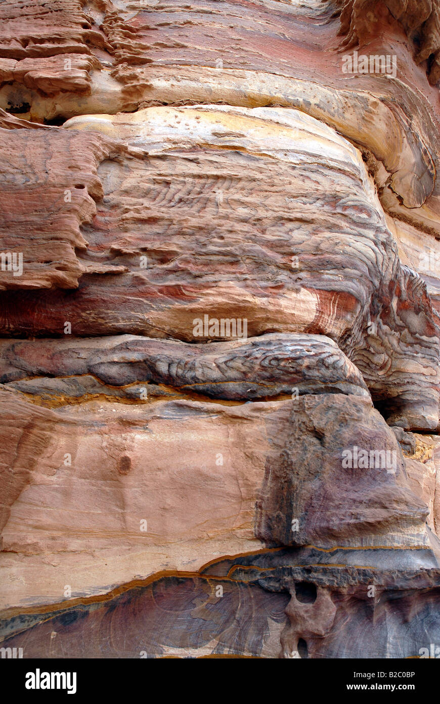 Multicoloured grain in rock formations in the ancient Nabataean rock ...