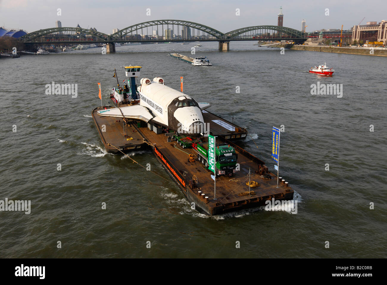 Russian space shuttle, space ship Buran on the Rhine on its way from ...