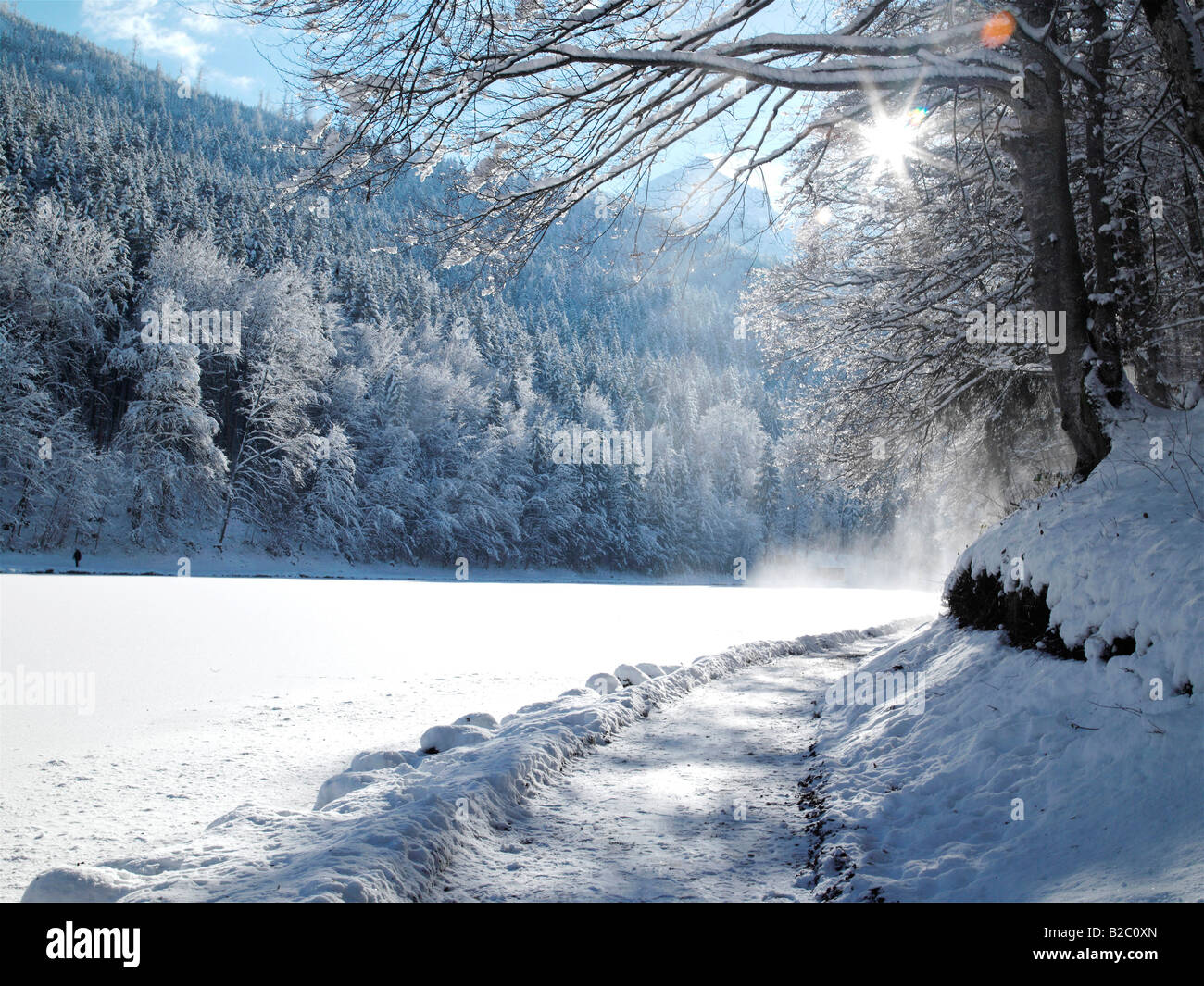 Lake Riessersee, Mt. Zugspitze, Garmisch-Patenkirchen, Upper Bavaria ...