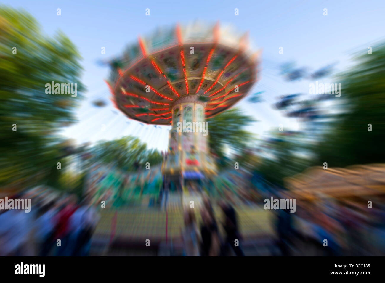 Chair-O-Planes or swing carousel amusement ride at the traditional ...